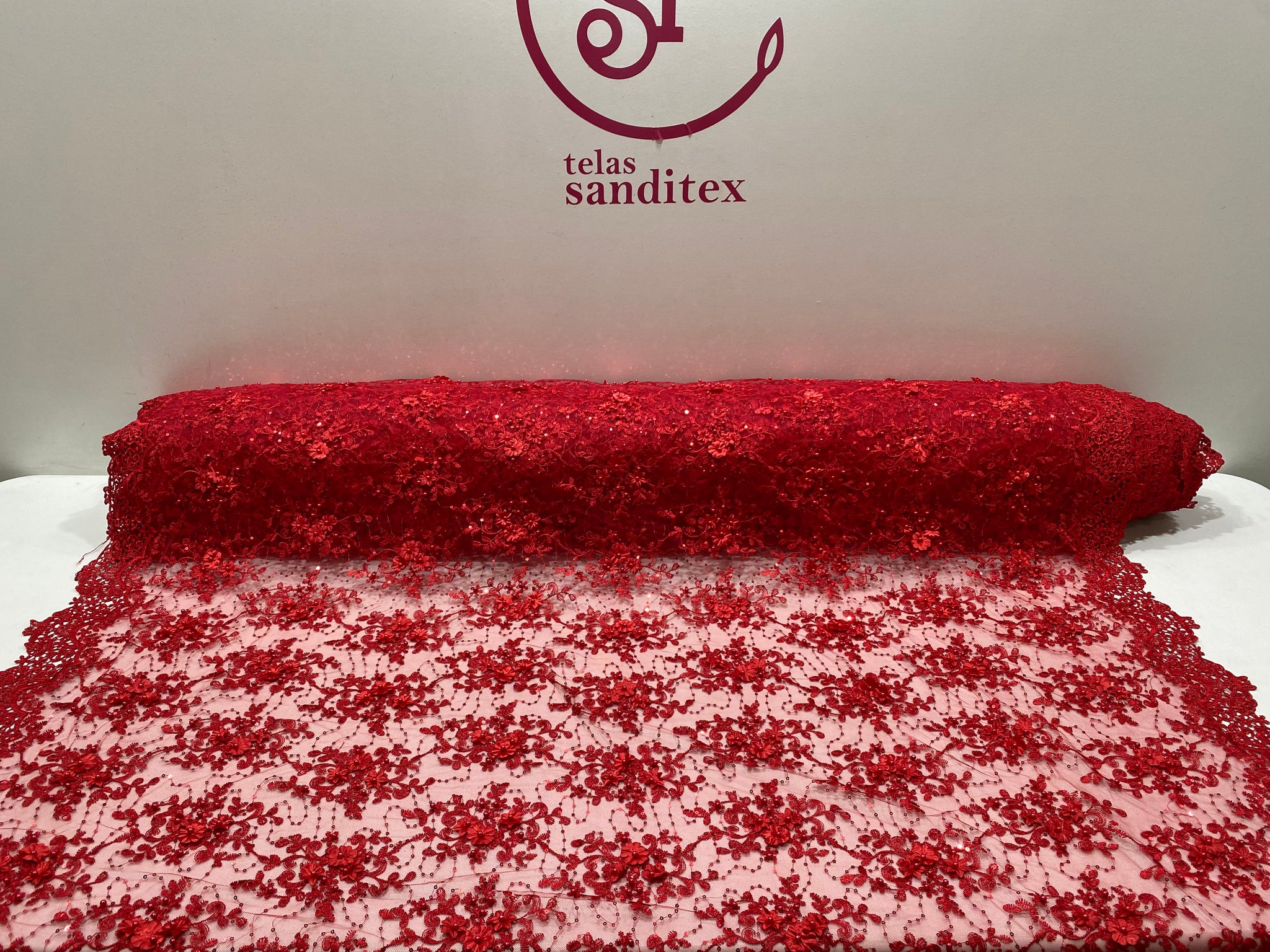 Tul Bordado Lentejuela Flores 3D "Telma" – Sanditex