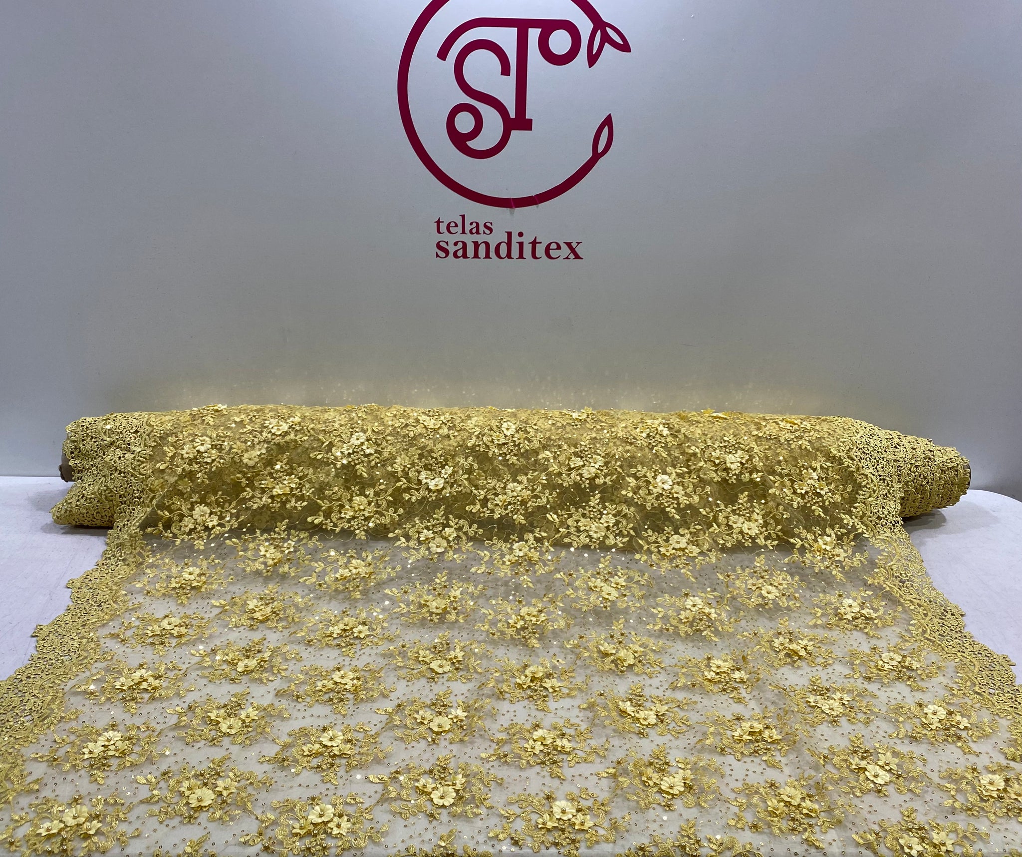 Tul Bordado Lentejuela Flores 3D "Telma" – Sanditex