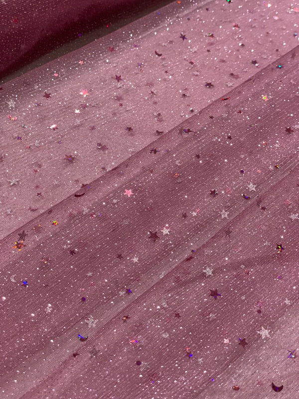 Tul Con Glitter "Estrellas Y Lunas" – Sanditex